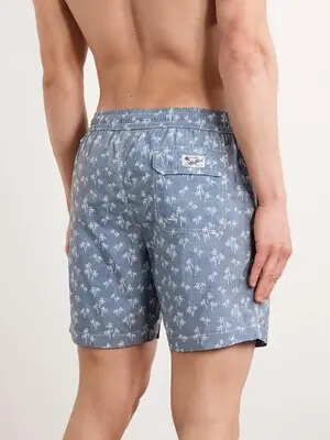 Hartford Straight-leg Mid-length Printed Swim Shorts - Blue