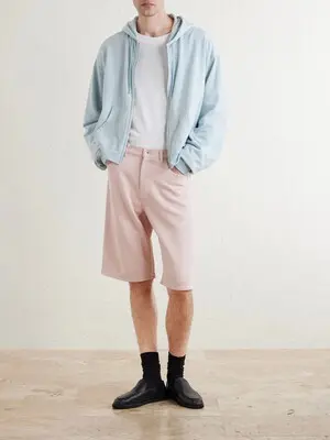 Auralee Cotton, Wool And Silk-blend Zip-up Hoodie - Blue