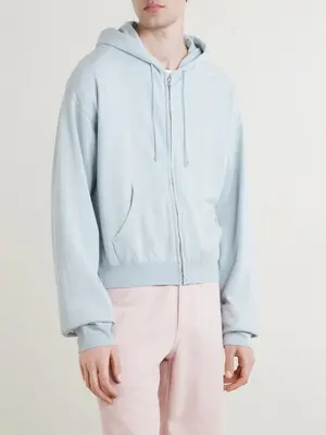 Auralee Cotton, Wool And Silk-blend Zip-up Hoodie - Blue