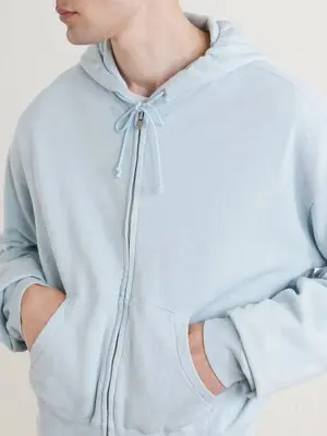 Auralee Cotton, Wool And Silk-blend Zip-up Hoodie - Blue