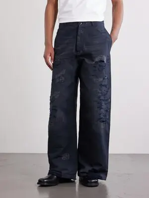 Acne Studios Straight-leg Distressed Cotton Trousers
