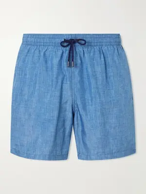 Canali Straight-leg Mid-length Swim Shorts - Blue