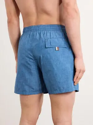 Canali Straight-leg Mid-length Swim Shorts - Blue