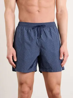 Canali Straight-leg Printed Mid-length Swim Shorts - Blue