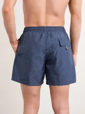 Canali Straight-leg Printed Mid-length Swim Shorts - Blue