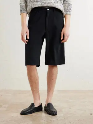 Auralee Wide-leg Silk Shorts - Black