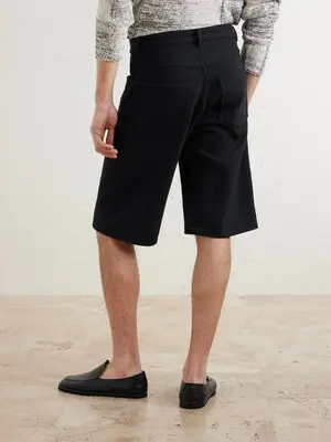 Auralee Wide-leg Silk Shorts - Black