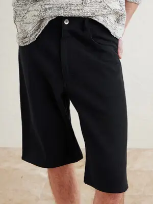 Auralee Wide-leg Silk Shorts - Black