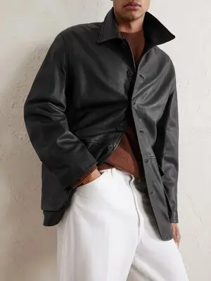 Auralee Full-grain Leather Blouson Jacket