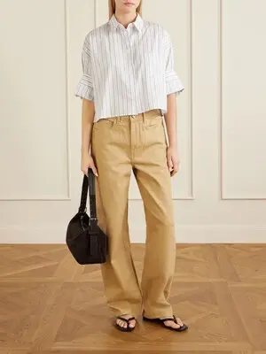 TWP Striped Cropped Cotton-poplin Shirt