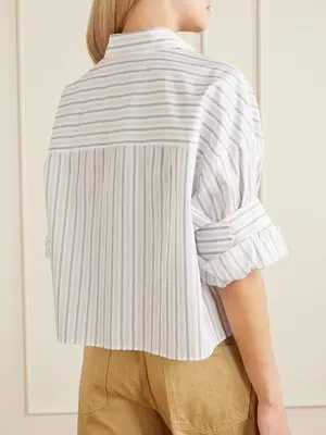 TWP Striped Cropped Cotton-poplin Shirt