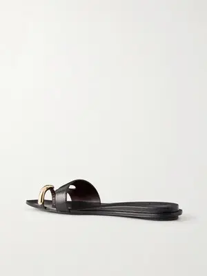 Tory Burch Pierced Embellished Leather Slides