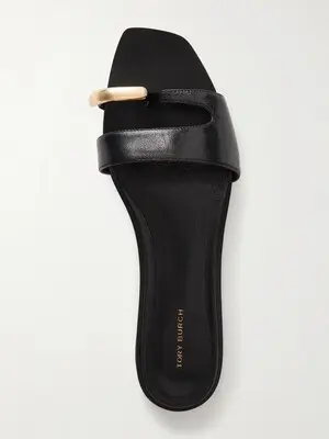 Tory Burch Pierced Embellished Leather Slides