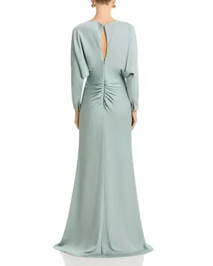 Amsale Dolman Sleeve Gown With Ruched Detail - Jade