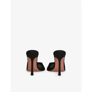 Amina Muaddi Alexa Mesh Heeled Sandals - Black