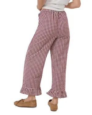 NOBODY'S CHILD Gingham Ruffled Hem Pants