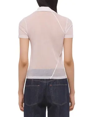 Helmut Lang Twisted Polo Zerosca Top - White