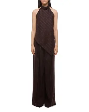 Helmut Lang Halter Scarf Pinstripe Top