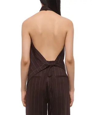 Helmut Lang Halter Scarf Pinstripe Top