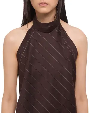 Helmut Lang Halter Scarf Pinstripe Top