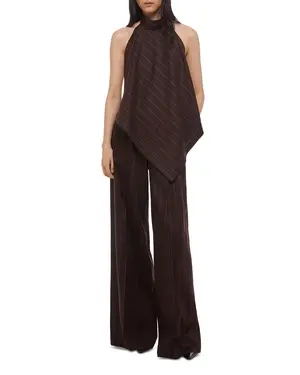 Helmut Lang Halter Scarf Pinstripe Top