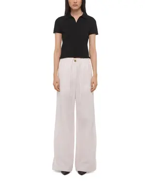 Helmut Lang Ribbed Polo Top - Black