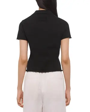 Helmut Lang Ribbed Polo Top - Black
