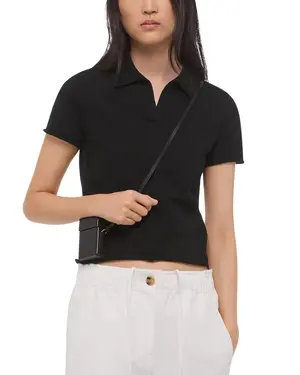 Helmut Lang Ribbed Polo Top - Black