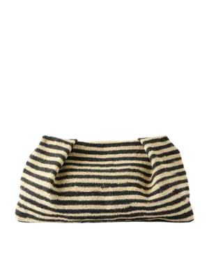 SENSI STUDIO Medium Two-tone Sisal Clutch - Black