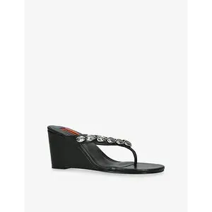 SIMONMILLER Soleil Shell Heeled Leather Wedges - Blk/other