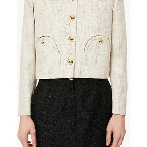 BLAZÉ MILANO Shamo Bolero Wool-blend Jacket - Oyster