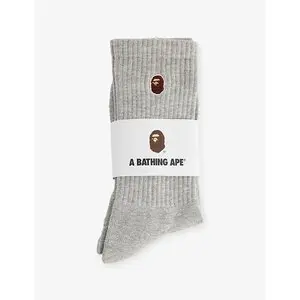 A BATHING APE One Point Cotton-Blend Crew Socks Grey
