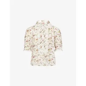 ME+EM Floral Print Silk And Cotton-blend Blouse