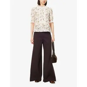 ME+EM Floral Print Silk And Cotton-blend Blouse