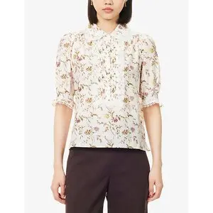 ME+EM Floral Print Silk And Cotton-blend Blouse