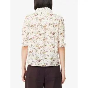 ME+EM Floral Print Silk And Cotton-blend Blouse