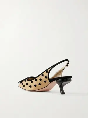 ROGER VIVIER Virgule 55 Suede-trimmed Polka-dot Slingback Pumps - Black