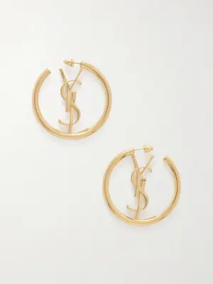 Saint Laurent Créoles Cassandre Brass Earrings - Gold