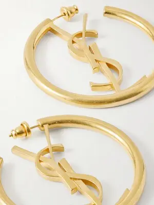 Saint Laurent Créoles Cassandre Brass Earrings - Gold