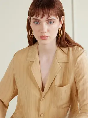 Saint Laurent Créoles Cassandre Brass Earrings - Gold