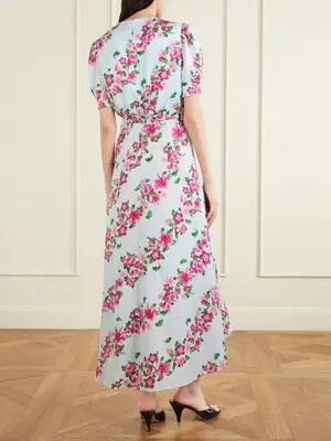 Saloni Floral-print Silk-satin Midi Dress - Multi