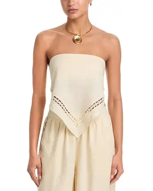 Simkhai Lahni Linen Lace Trim Top - Sand