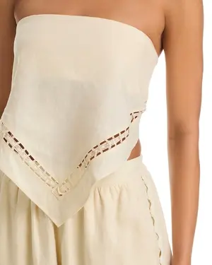 Simkhai Lahni Linen Lace Trim Top - Sand