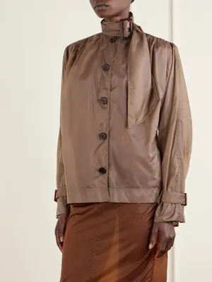 Saint Laurent Tie-detailed Gathered Shell Shirt