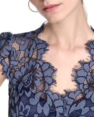 Eliza J Scalloped-edge Lace Gown - Denim