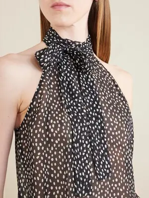 NILI LOTAN Alla Halterneck Polka-dot Blouse - Black
