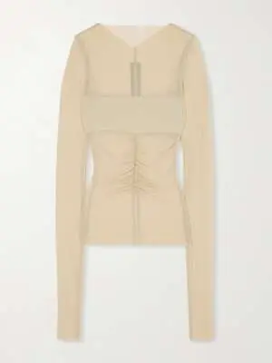 Rick Owens Ruched Stretch-mesh T-shirt