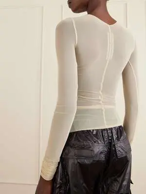Rick Owens Ruched Stretch-mesh T-shirt