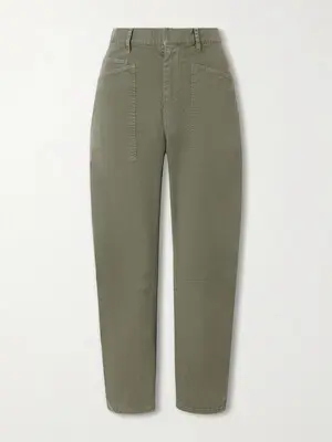 NILI LOTAN Shon Cotton-blend Twill Tapered Cargo Pants - Green