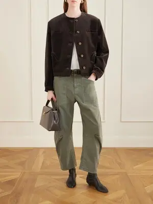 NILI LOTAN Shon Cotton-blend Twill Tapered Cargo Pants - Green
